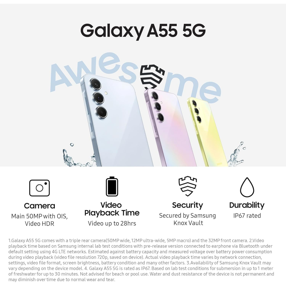Dealmonday | Samsung Galaxy A55 5G Smartphone (Dual-SIMs, 8+128GB) - Awesome Iceblue